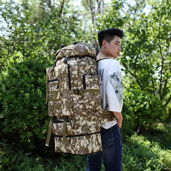 Camouflage Tactical 80L-100L large-capacity expandable camping backpack ...